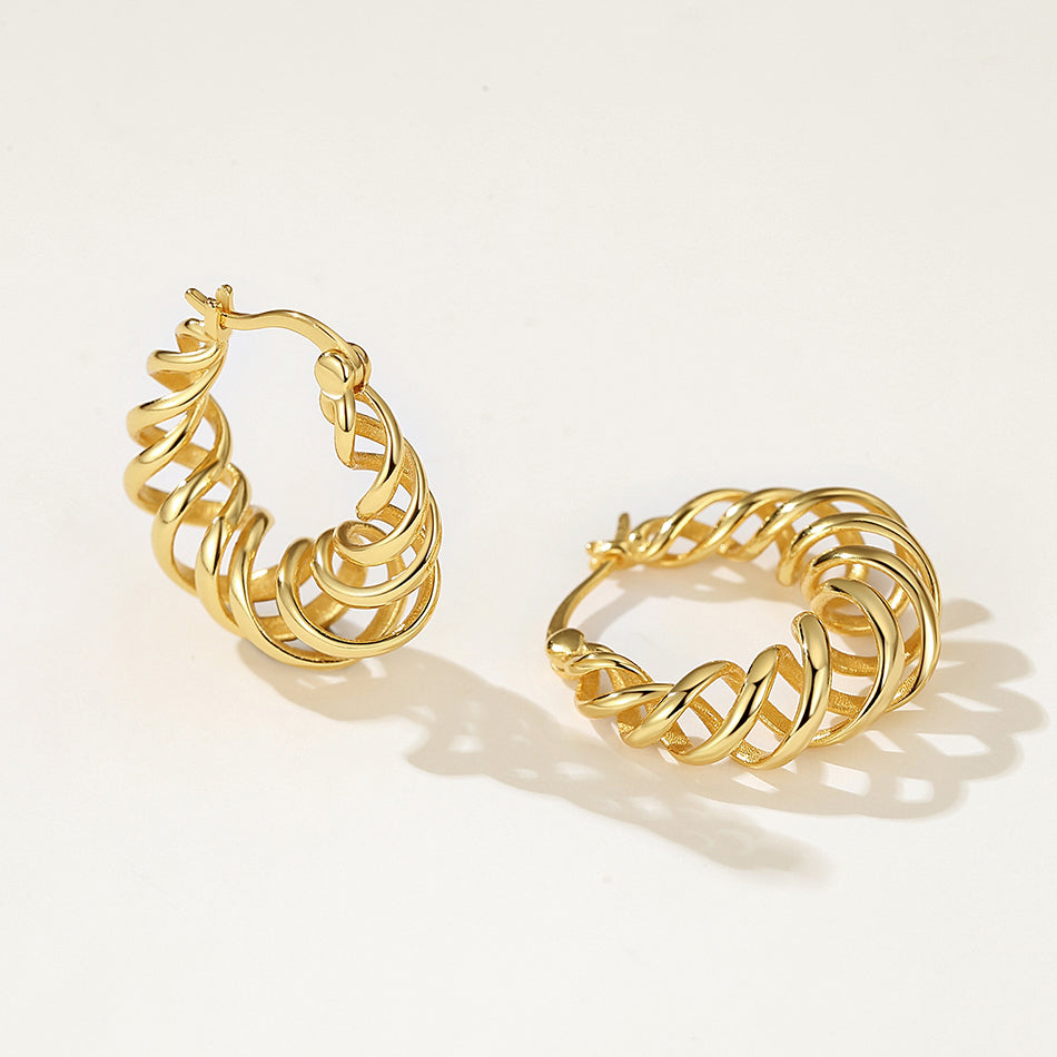 FE2078 925 Sterling Silver Wire Textured Twist Hoop Earrings – Nagosa ...